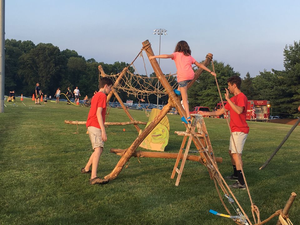 Troop 236 Builds Monkey Bridge at Community Night Out 2k17 | Troop 236