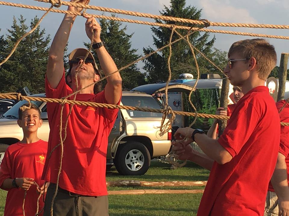 Troop 236 Builds Monkey Bridge at Community Night Out 2k17 | Troop 236