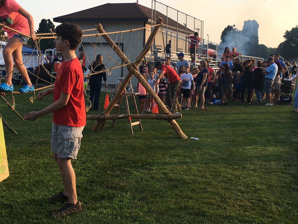 Troop 236 Builds Monkey Bridge at Community Night Out 2k17 | Troop 236