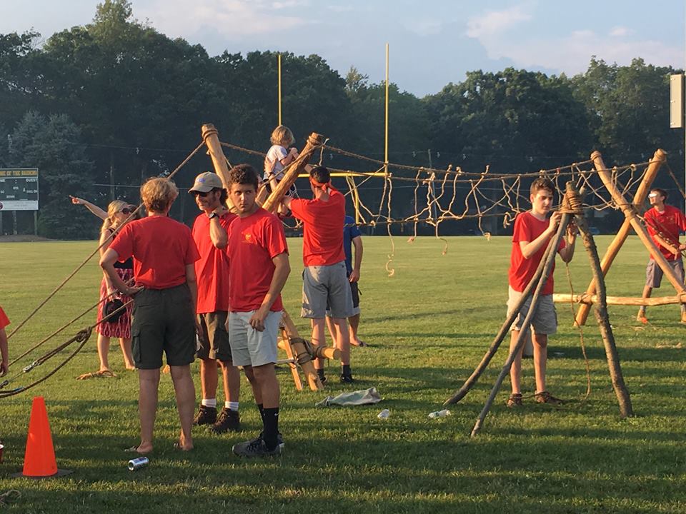 Troop 236 Builds Monkey Bridge at Community Night Out 2k17 | Troop 236