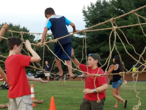 Troop 236 Builds Monkey Bridge at Community Night Out 2k17 | Troop 236
